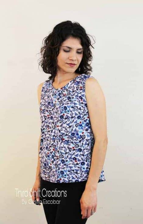 Easy woven blouse sewing pattern by Love Notions.