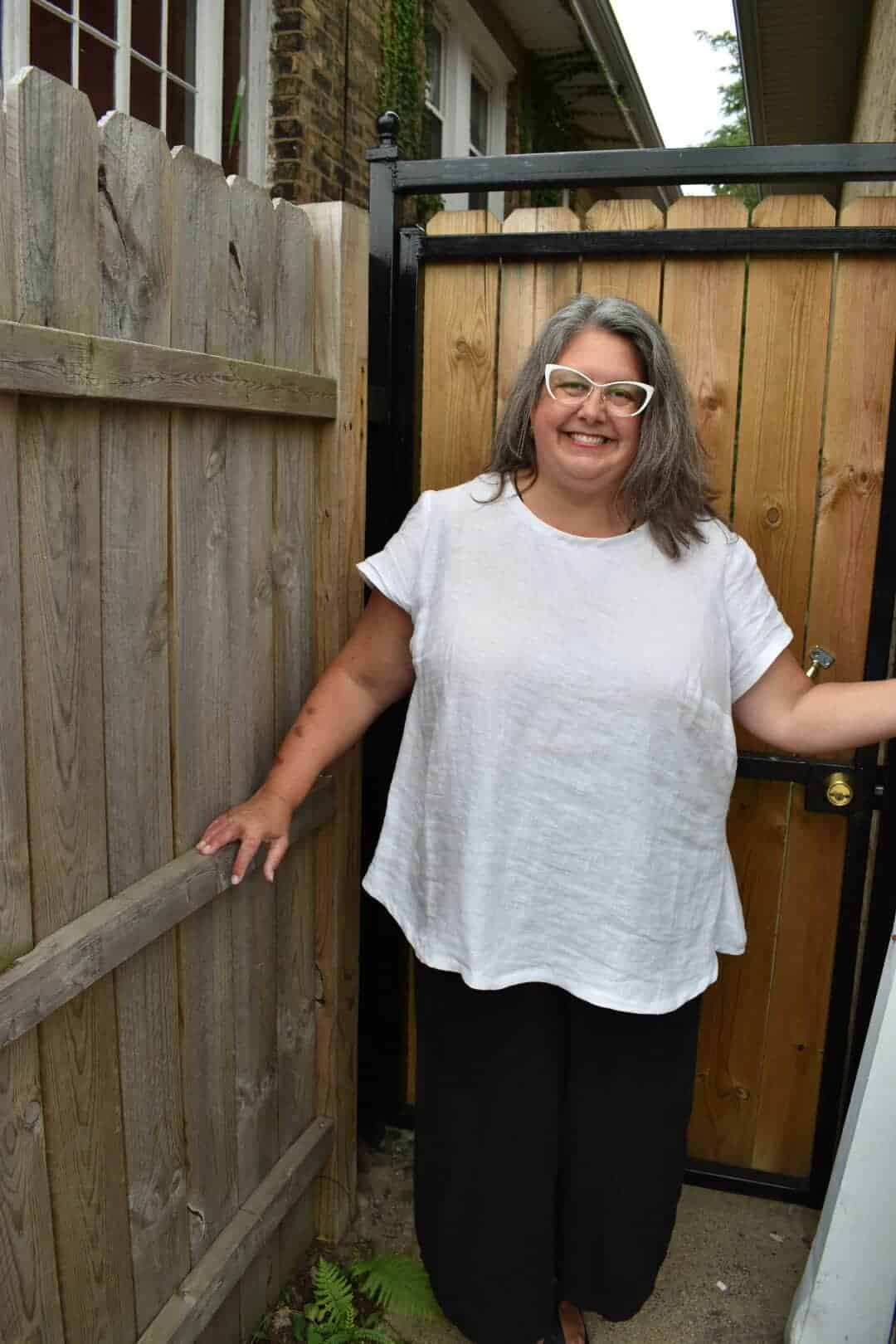 Easy woven blouse sewing pattern by Love Notions.