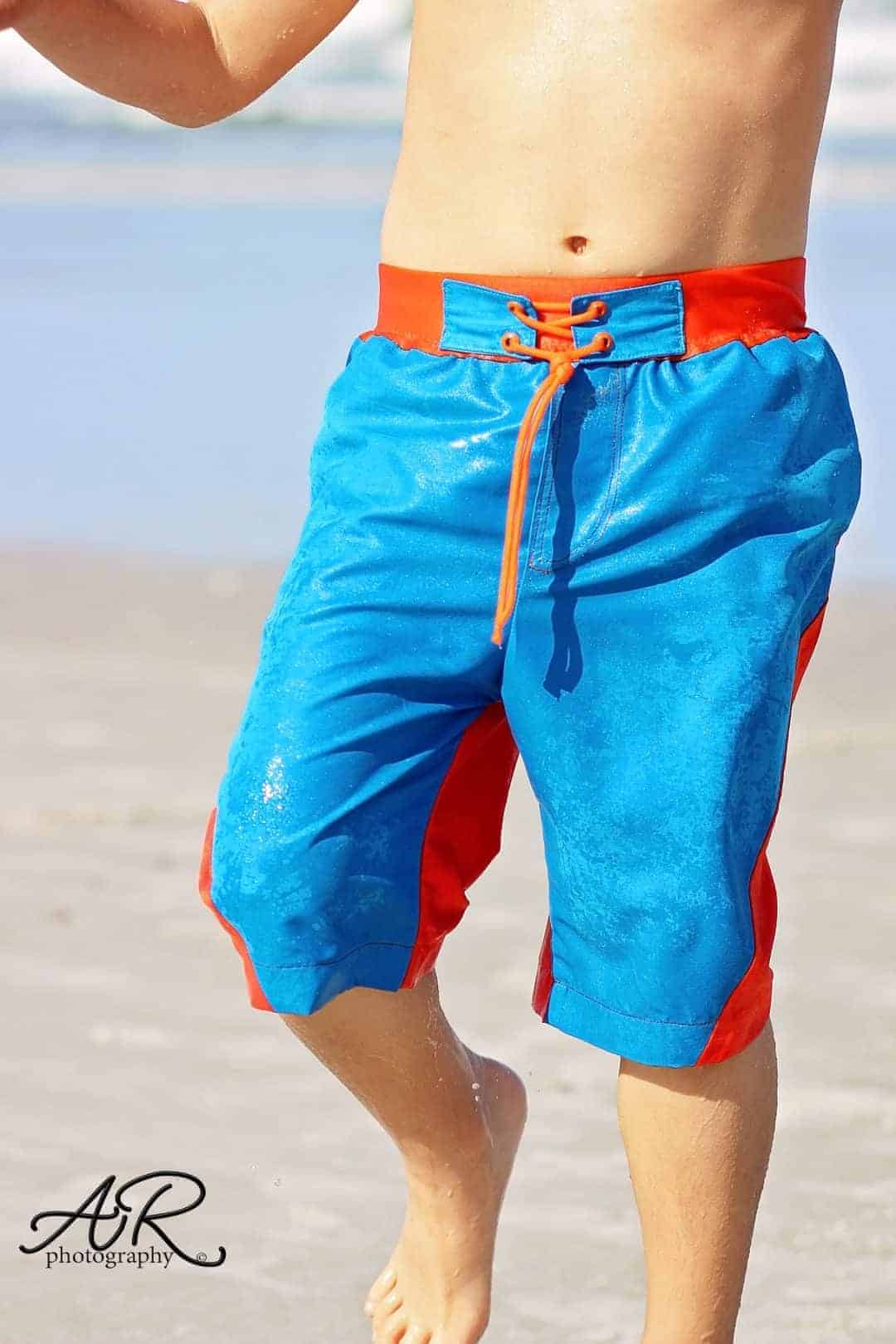 Boys swim trunks sewing pattern by Love Notions.
