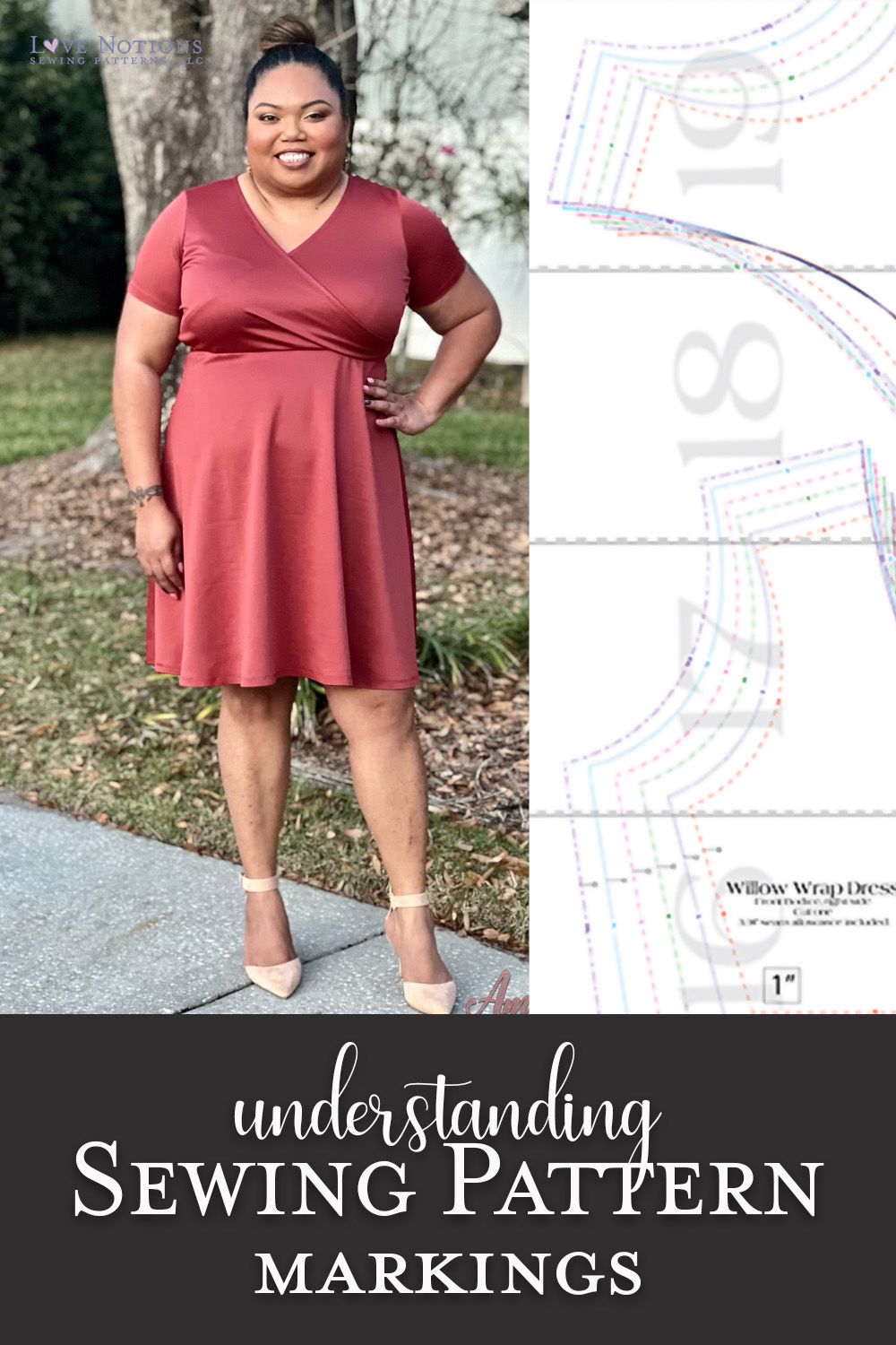 How to interpret pattern markings with Willow Wrap Dress - Love Notions ...