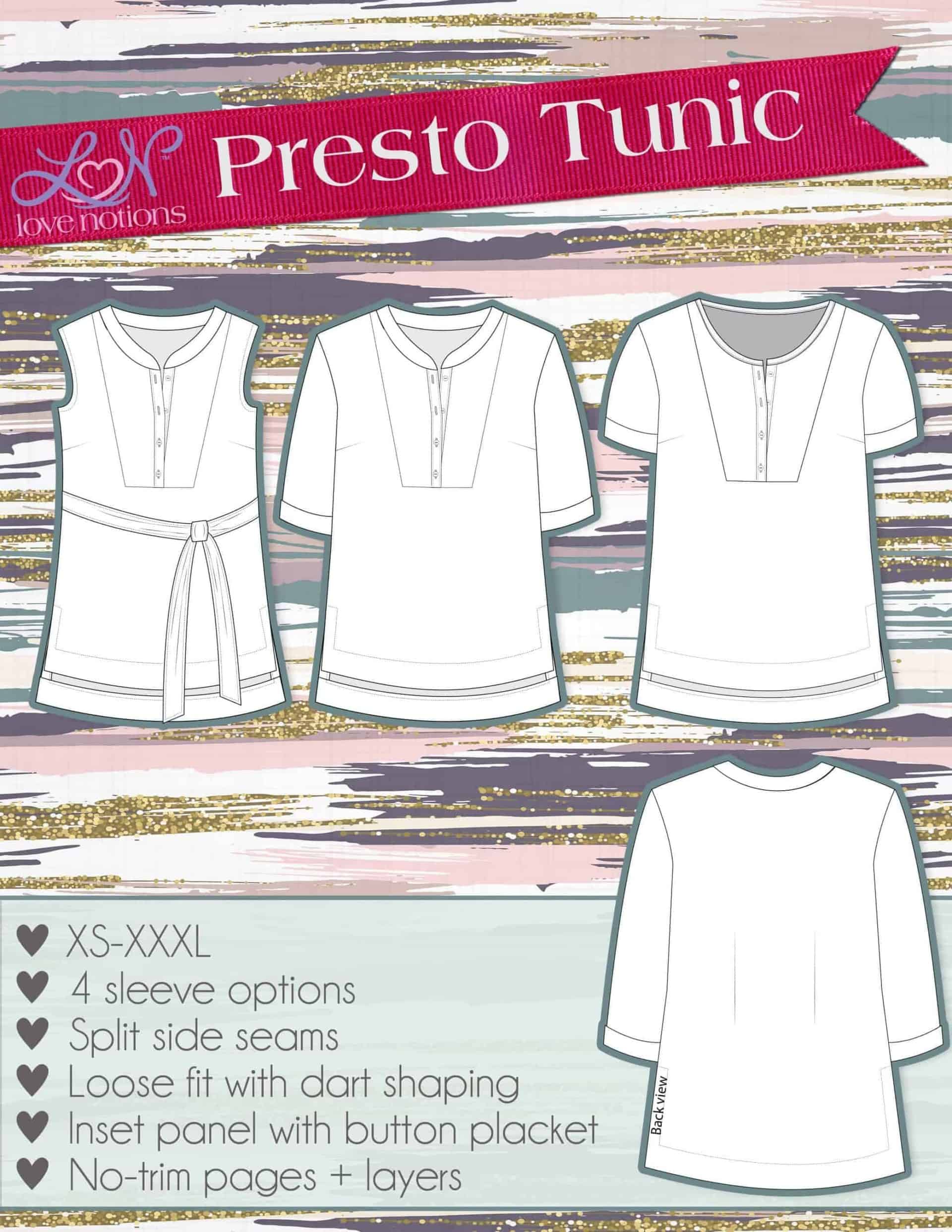Dress Length Presto Tunic - Love Notions Sewing Patterns