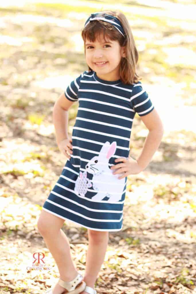 Girls knit dress sewing pattern by Love Notions.
