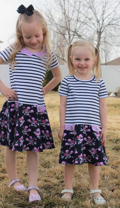 Girls knit dress sewing pattern by Love Notions.