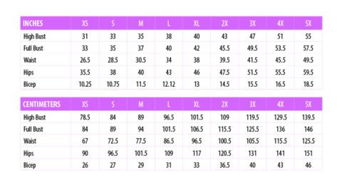 Size Charts - Love Notions Sewing Patterns
