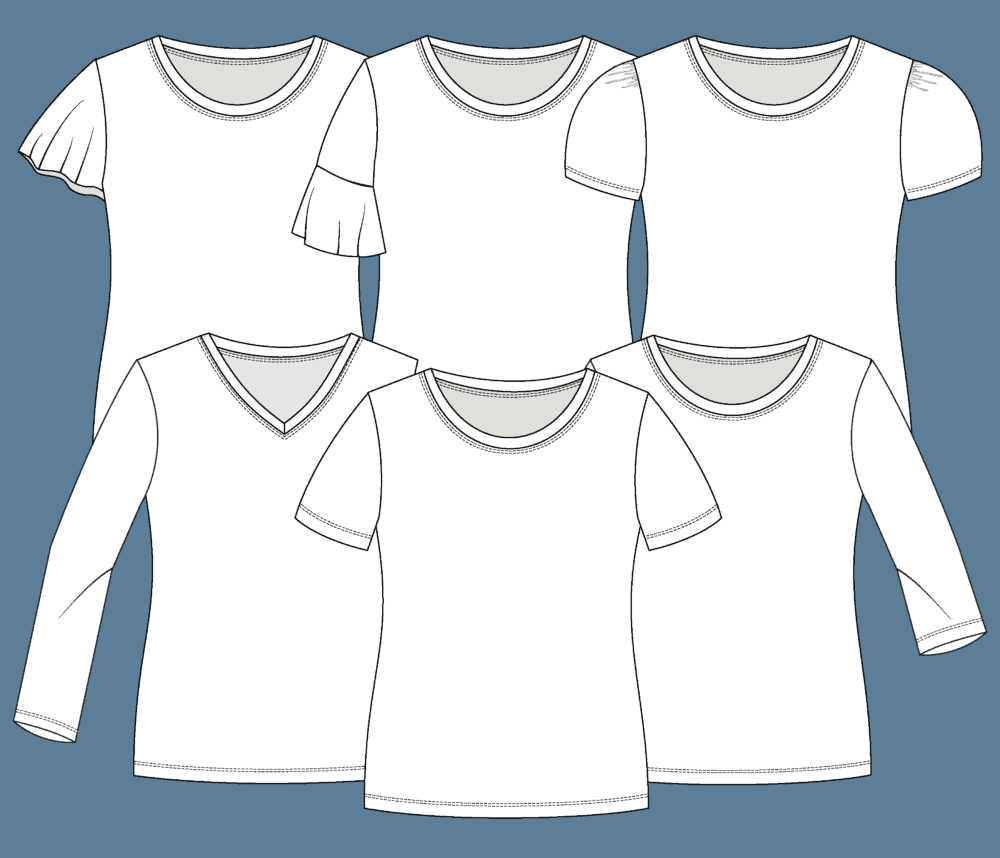 Free pattern sleeve add-on's for the Classic Tee for Girls PDF pattern